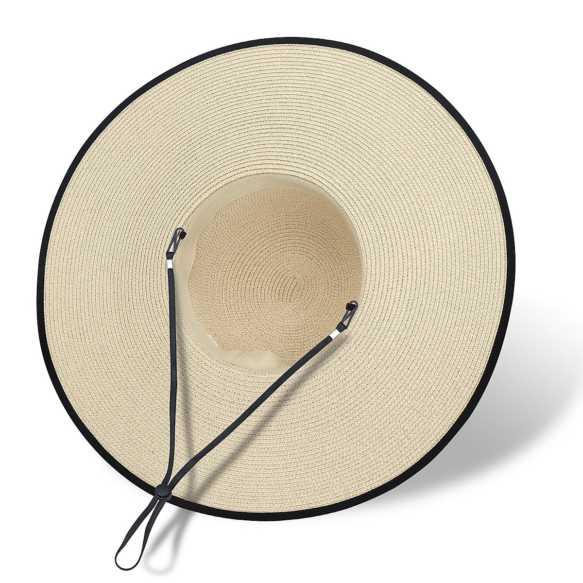 Naivlizer Women Wide Brim Sun Hat UPF50 Straw Summer Hat Floppy Beach Hat Roll-Up,Beige
