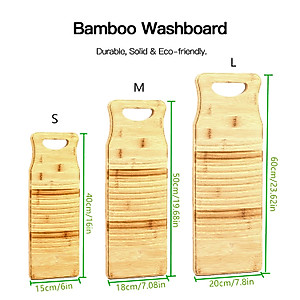 awagas 20"x7" Natural Bamboo Washboard Laundry Washboard Hand Washing Board,Washing Clothes Board Old Fashioned Hand Wash Board for Shirts Underwear Clean Home Laundry Supplies-(M)