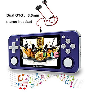 Voacle RG351P Handheld Game Console, Retro Game Console Open Linux Tony System RK3326 Chip 64G TF Card 2500 Classic Games 3.5 Inch IPS Screen (Purple)