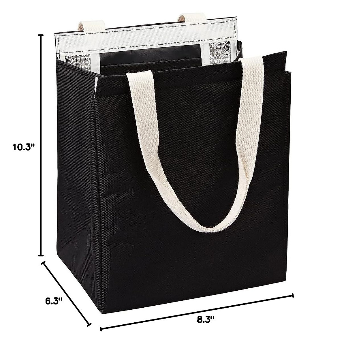 Lunch Bag for Women/Men/Adult, Portable/Reusable Lunch Box, Simple Waterproof Insulated Cooler Tote Bag (Black)