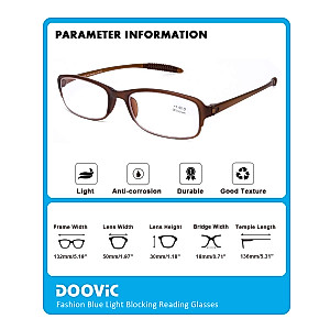 DOOViC 4 Pack Computer Reading Glasses Blue Light Blocking Anti Eyestrain Flexible Lightweight Readers for Women Men 1.75 Strength