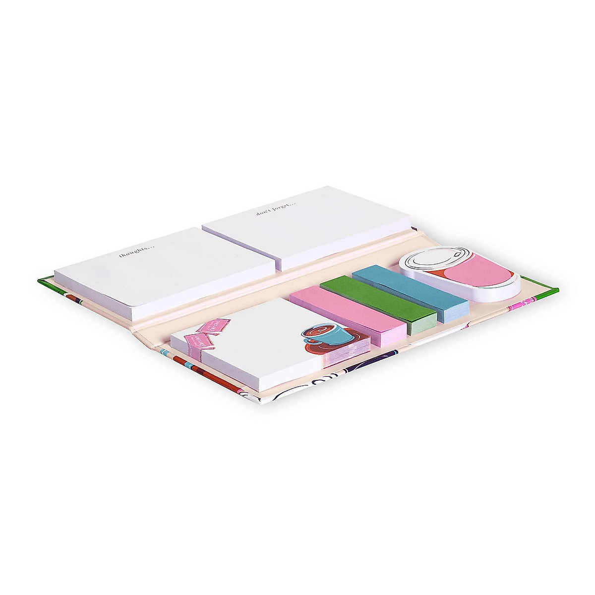 Kate Spade New York Padfolio with 7 Sticky Note Pads, Studying Essentials Set Includes Cute Sticky Notes with 75 Sheets Per Notepad, Rise and Shine