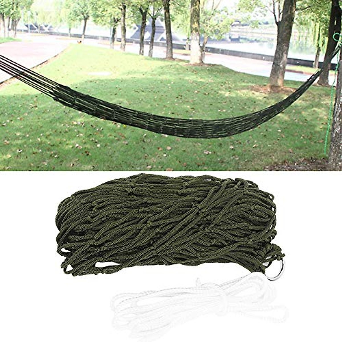 JINYI Hammock, Thicken Nylon Fabric Multi-Functional Hammock Outdoor Hammock Simple Nylon Net Hammock for Outdoor Garden