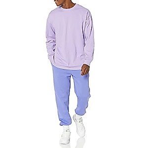 Amazon Essentials Men's 100% Organic Cotton Oversized-Fit Long-Sleeve T-Shirt, Purple, Large