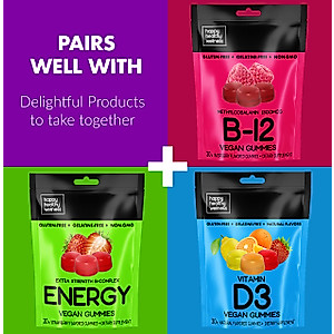 Happy Healthy Wellness Vegan Melatonin Gummies for Adults | 3 mg Melatonin & Magnesium Sleep Gummies | Gluten & Gelatin Free 100% Natural | Strawberry Flavor | 30 Count