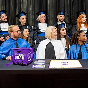 Graduation Decorations Class of 2024, Original Graduation Cap Shaped Card Box with Tassel, 60 PCS Grad Advice Cards and Guest Signature Board, Card Box for Graduation Party 2024, Graduation Box