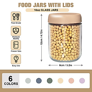 3-Pack 16 oz Glass jars with Airtight Lids, Overnight Oats Containers with Lids, Wide Mouth Mason Jars, Glass Storage Containers with Lids for Fruit, Salad Dressing, Sauce,Cereal,Yogurt,Snacks