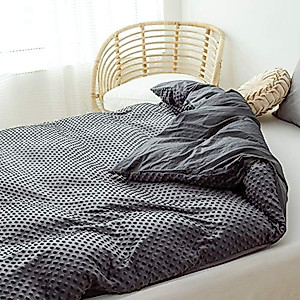 Sleepymoon Duvet Cover Snug Minky Dot Cotton Double Sided for Weighted Blankets (60''x80'') | Adult Kids | Grey | Warm Cool for Hot & Cold