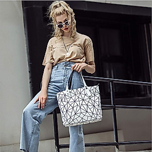 Geometric Lattice Top-handle Handbag for Women Matte Tote Purse Handbags Geometry Shoulder Bag