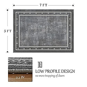 PADOOR Area Rug for Living Room Bedroom - 5x7 Feet Neutral Rug with Non-Slip Latex Backing Non Shedding Loop Pile for Dining Room Office Home Decor Gray
