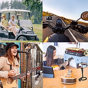 TEKCAM Action Camera Selfie Stick Floating Hand Grip, Gooseneck Flexible Twist Mount Phone Clamp Holder Compatible with 2.32-3.93'' Smartphone, GoPro Hero 12 11/Akaso /Insta360 X3 Action Camera