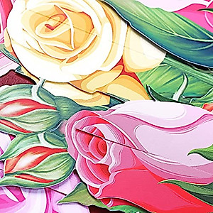 MONJITA Pop Up Flower Bouquet, 3D Paper Flower Card for Mom Dad Girlfriend Boyfriend Grandparents Sister Brother Friends, Thank You, Thinking of You Card (Rose)