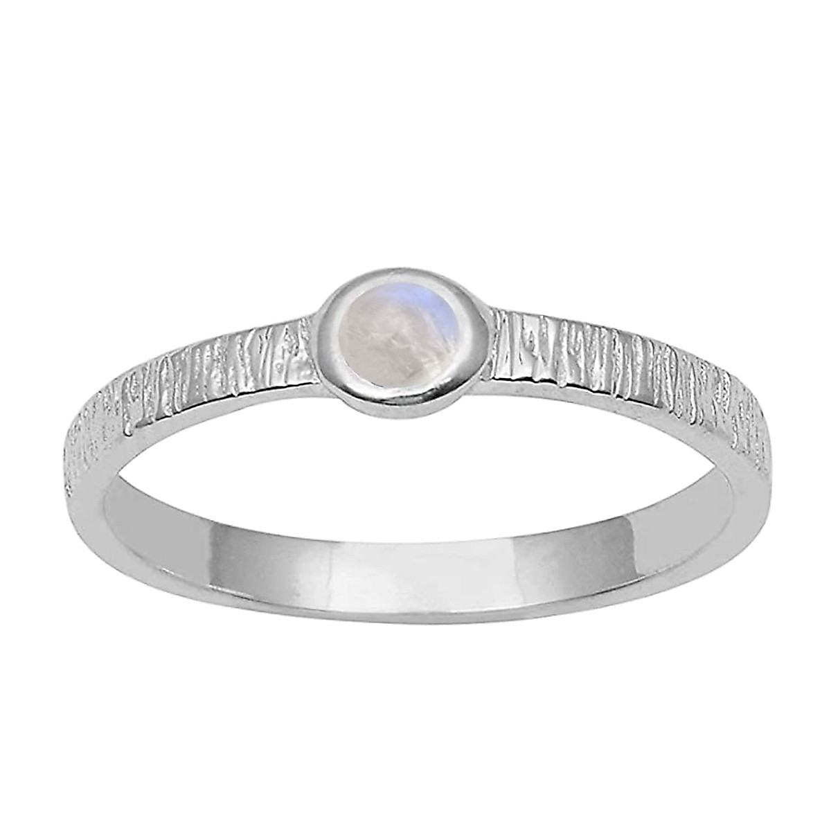 Shine Jewel Mini Rainbow Moonstone 925 Sterling Silver Stackable Women Engagement Ring (8.5)