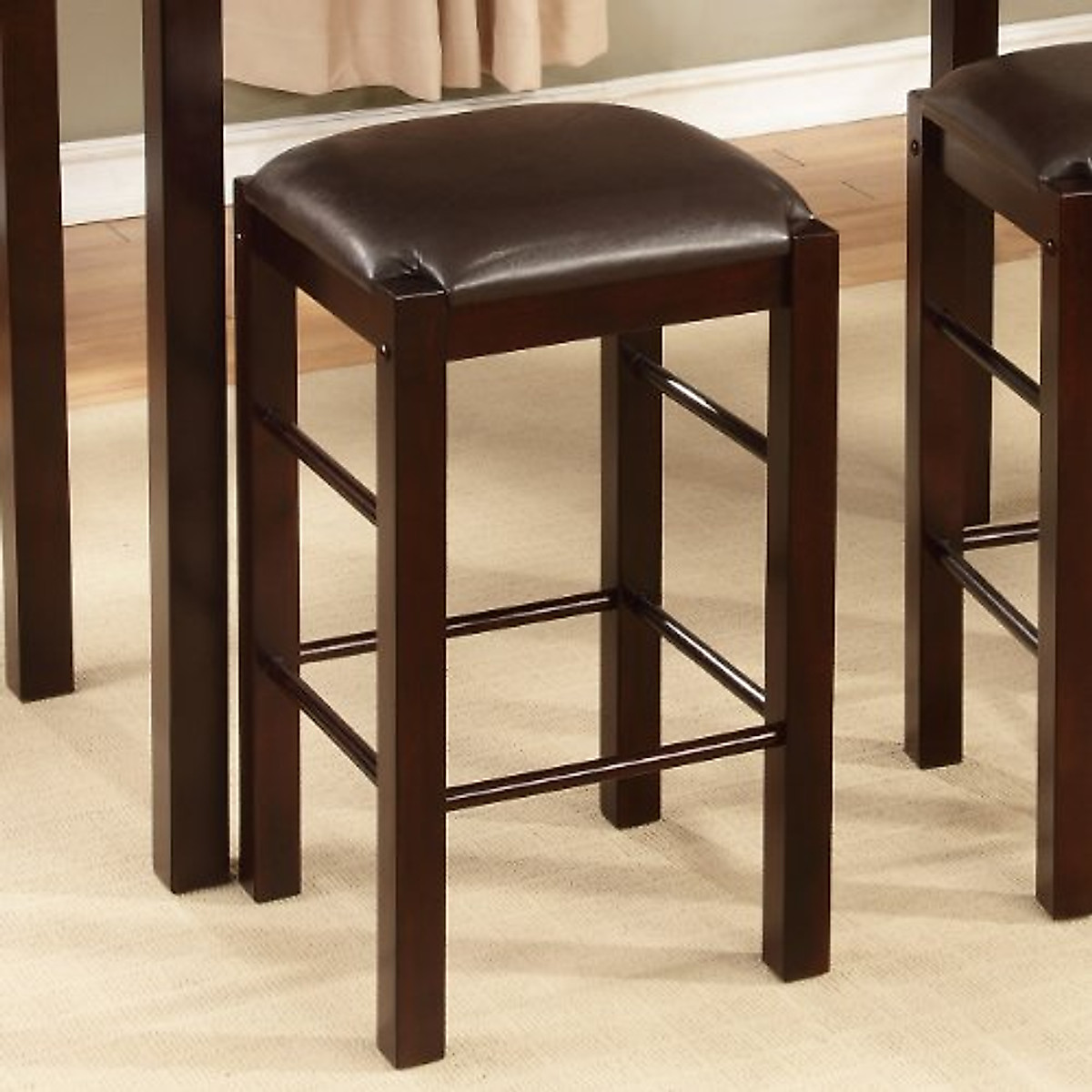 Roundhill Furniture Brando 3-Piece Counter Height Breakfast Set, Espresso Finish,Brown