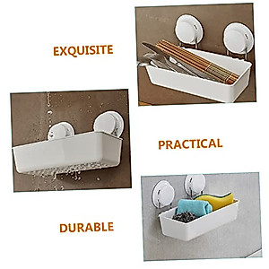 Cabilock Suction Cup Rack Clothes Rack Wall Mount Storage Wall Shelves Toilet Stand Suction Shower Organizer Wall Shower Basket Wall Mounted Shower Decorative Storage Stands Sink Abs