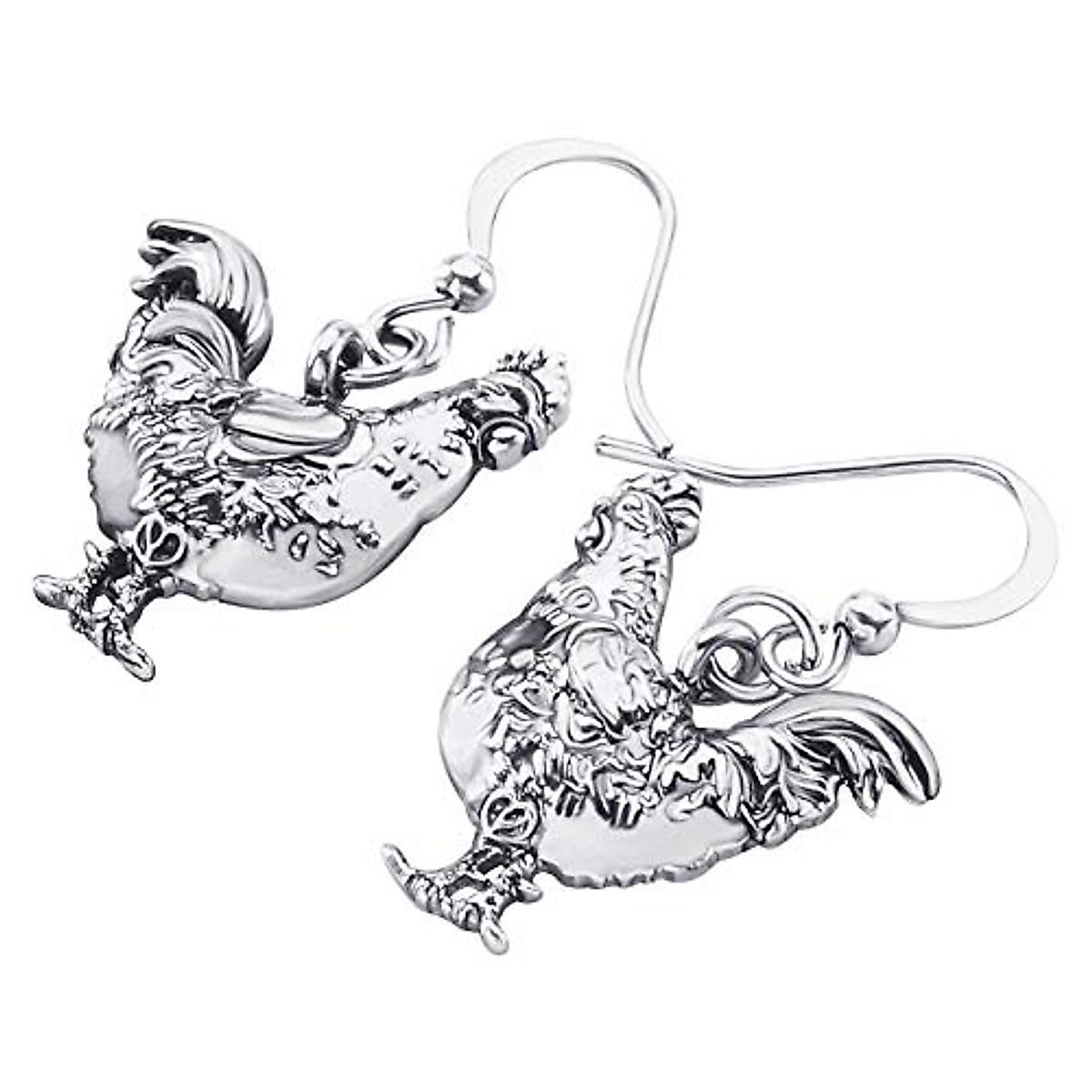 DUOWEI Cute Enamel Chicken Gifts Earrings Dangle Jewelry Accessories for Women Hypoallergenic Charms (Grey)