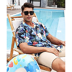 MRIGNT Men's Hawaiian Shirt Short Sleeves Printed Button Down Summer Beach Shirts