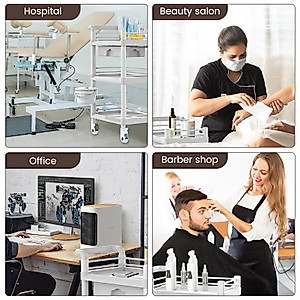 Meifuly Beauty Trolley Cart with Wheels, Vacuum Therapy Machine Trolley with Handrail, Bucket and Big Drawer, 3 Tier Heavy Duty Beauty Cart, Load 330lbs, 360° Rotate Silent Wheels