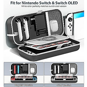 Switch OLED Case Fit for Joy-con And Charger, Portable Switch Travel Carry Case Compatible with Nintendo Switch & Switch OLED, Hard Shell Switch Carrying Case for Switch Accessories with 20 Game Card