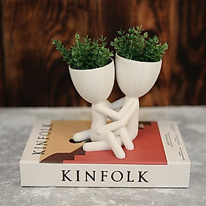 DUHALINE Valentine Humanoid Flower Pot, 3D Printing Head Planter Pot, Decorative PLA Succulent Planter, Mini Flower Pot with Shape of A Human Face, Human Shaped Mini Cactus Pot (D:2.17”) (Yellow)