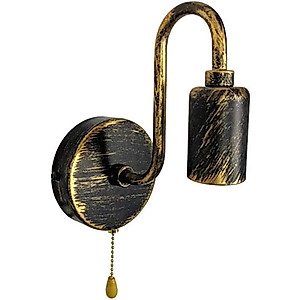 OJRG Retro Industrial Wall Lamp with Switch Indoor Adjustable Wall Lights Pull Cord Switch Vintage E27 Wall Sconces for Kitchen Island Study Reading Bedside Bedroom Wall Mounted Lamp