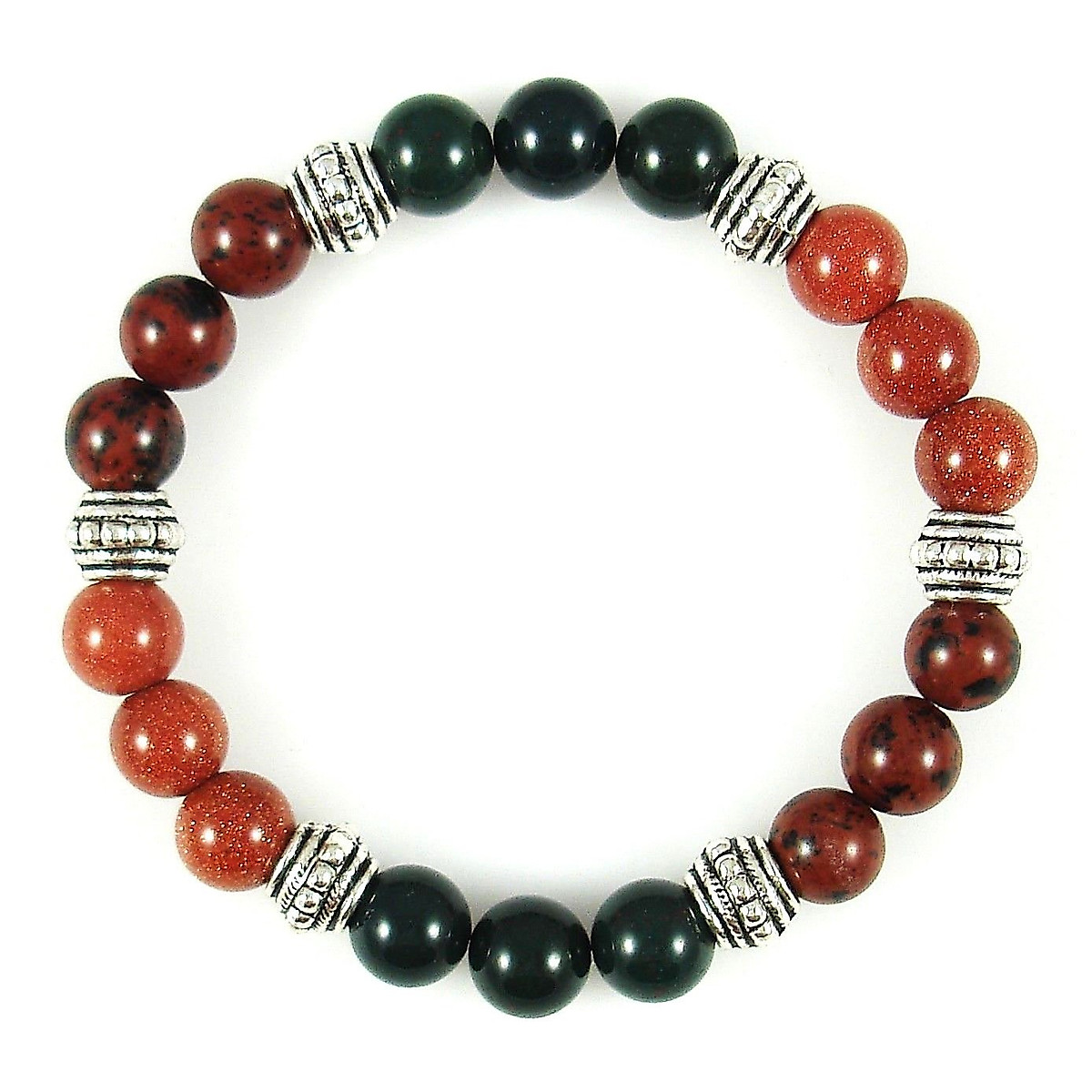 The Magic Is In You 8" - Blood Circulation 8mm Crystal Gemstone Intention Bracelet - Bloodstone, Goldstone, and Mahogany Obsidian