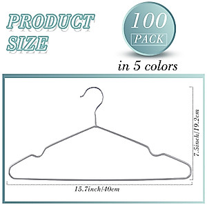 Wesiti 100 Pcs Metal Wire Non Slip Hangers for Clothes Space Saving Hanger Strong 15.7 in Triangle Clothes Hangers for Coat Suit Bridal Boutique Dress for Closet Dorm Clothing Rack (Gray)