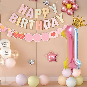 40 Inch Rainbow Gradient Number 6 and Mini Crown Balloon for 6th Birthday Party Decorations, Girl Birthday Party Balloons Decorations,Anniversary Decorations Supplies