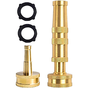 Solid Brass Heavy Duty Adjustable Twist Hose Nozzle, CM CUMIZON Jet Sweeper Nozzle, High Pressure Hose Nozzle Solid Brass,Water Hose Sprayer Nozzle, B