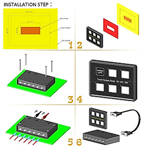 12V/24V 6 Gang LED Capacitive Touch Control Screen Switch Panel Slim Box With 15Pin VGA Tranmission Cable for Car Marine Boat
