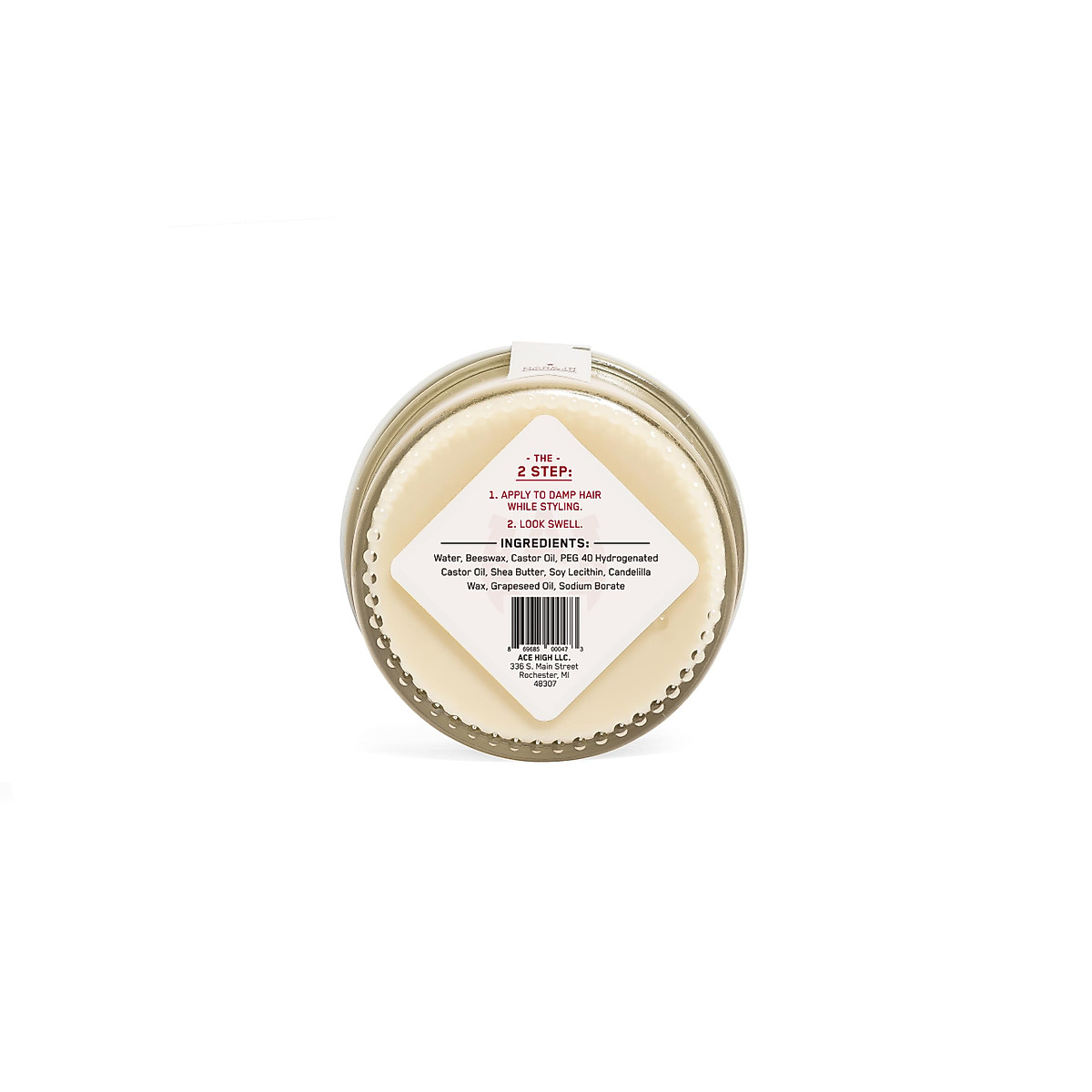 Ace High Unscented Pomade, Strong Hold, Natural Shine, Water Based, Hand Crafted, 4oz