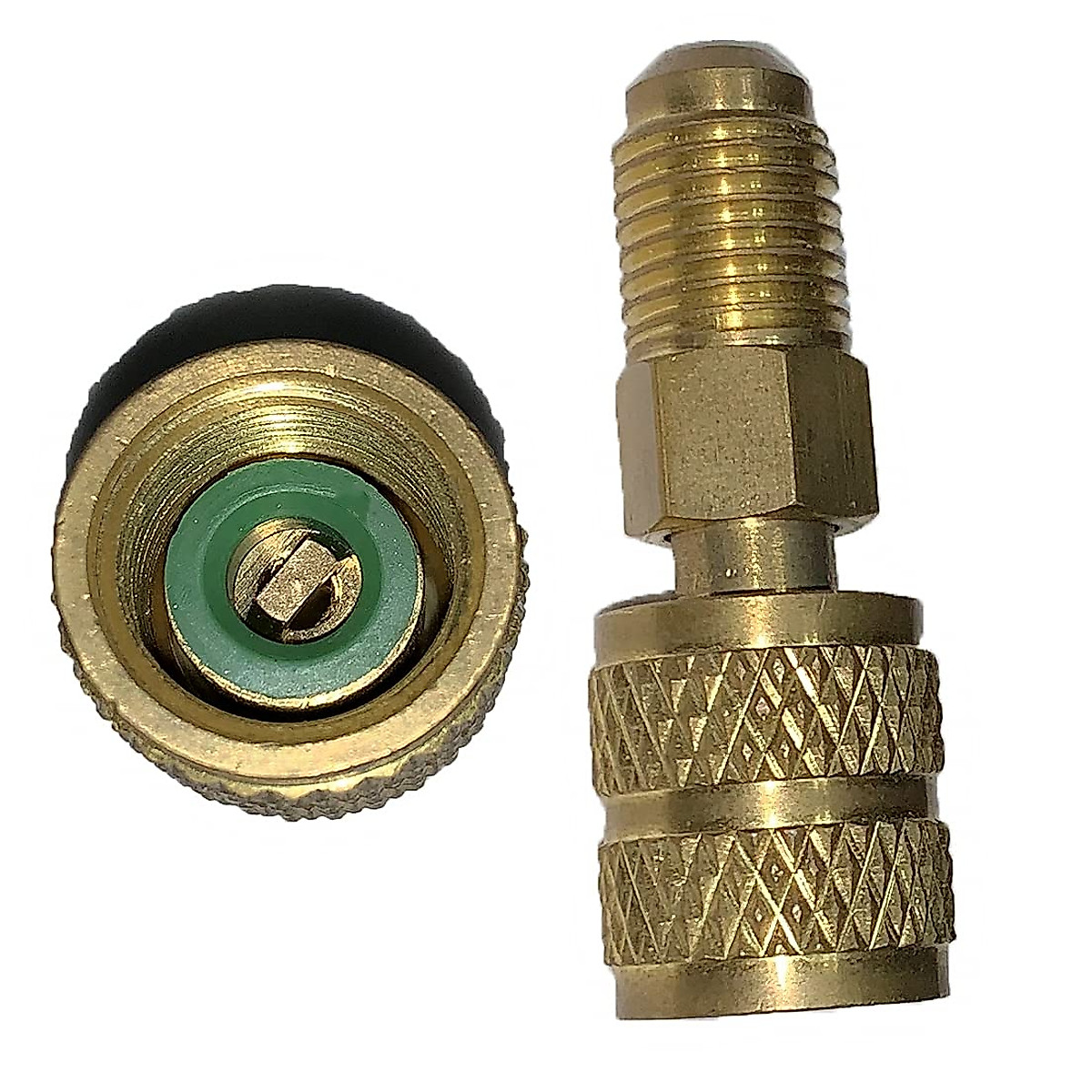 Honsysteck R410A Mini Split System Charging Vacuum Port R410 Adapter Swivel Type, 5/16 Female, 1/4 Male SAE (2)