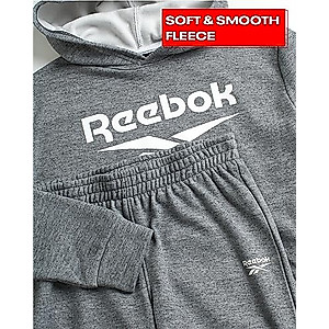 Reebok Boys' Sweatsuit Set - 2 Piece Fleece Hoodie Sweatshirt and Jogger Sweatpants (4-12), Size 8, Dark Grey Heather
