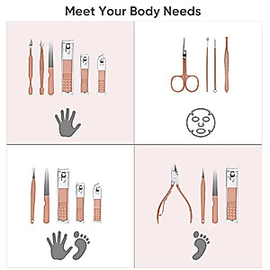 leiwo Manicure Set ,Pedicure Kit Nail Scissors Stainless Steel Professional Toenails Cuticle Cutter Clipper Fingernails Grooming Kit with Pink Leather Travel Case (12pcs Pink)