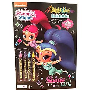 Nickelodeon Shimmer and Shine Bright Idea Book to Color - Includes 4 Milky Crayons (Black Pages to Color)