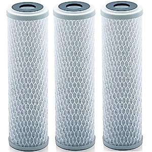 Lake Industries Universal 10 inch Carbon Block Water Filter Cartridge - Replacement CTO Water Purifier Filter, Activated Carbon (NSF 42 Certified) (3)
