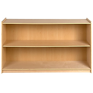 Flash Furniture Wooden 2 Section School Classroom Storage Cabinet for Commercial or Home Use - Safe, Kid Friendly Design - 30" H X 48" L (Natural)