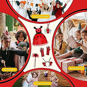 INNOCHEER Ladybug Dress Costume for Girls, Ladybug Costume Toddler Halloween Birthday Dress Up Pretend Play for Kids 2-10
