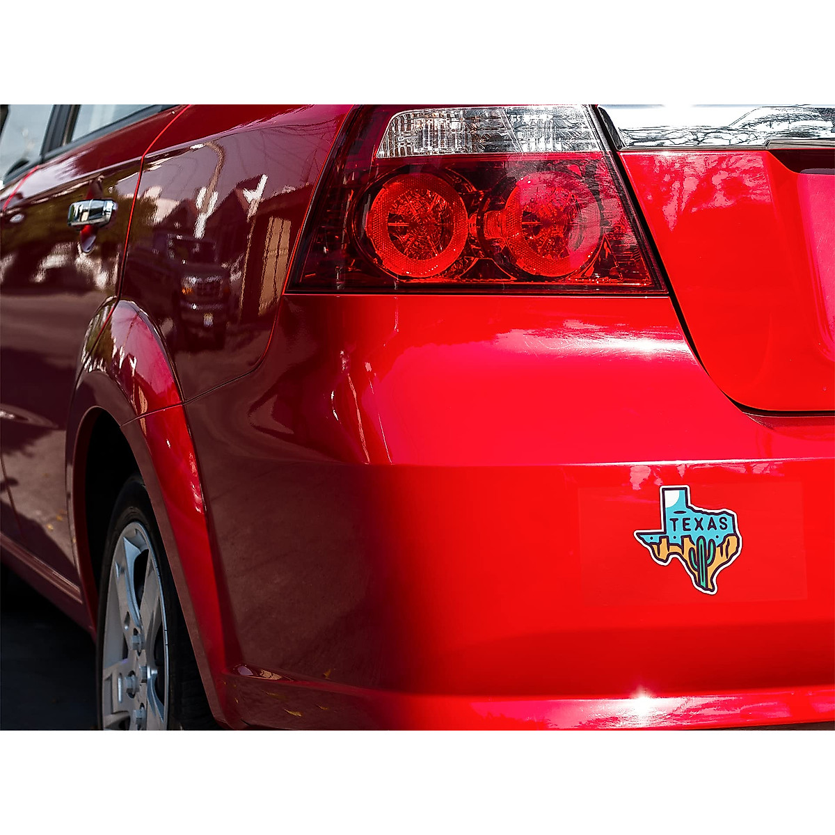 Car Bumper Sticker Magnet Sign - 5x5 in. Refrigerator Tool Box Magnets Texas State Map Southwest Cactus
