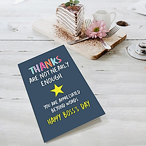 Supoeguk Boss Day Card for Mentor Leader Boss, Boss Thank You Card, Happy Boss's Day Card, Thanks Are Not Nearly Enough