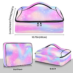 Kcldeci Insulated Thermal Food Carrier Insulated Casserole Carrier for Hot or Cold Food,Fairy Rainbow Magic Sparkles Insulated Tote Bag for Potluck Cookouts Parties Picnic,Lasagna Lugger