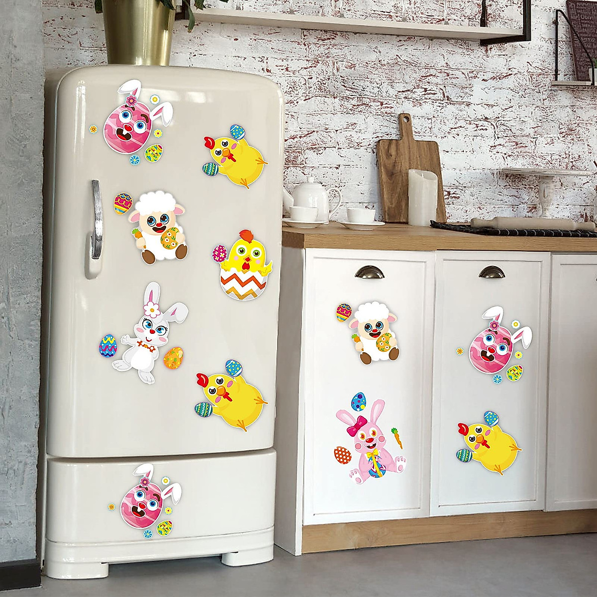 GonLei 24pcs Easter Stickers for Kids, Make Your Own Easter Sticker for Boys Girls, Easter Eggs Bunny Chick Farm Animal Lamb Face Stickers for Family Schools Classroom Activities Party Favor Supplies