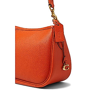 Coach Soft Pebble Leather Cary Crossbody Bag for Women Offers Zipper Closure with Detachable Strap Sun Orange One Size One Size