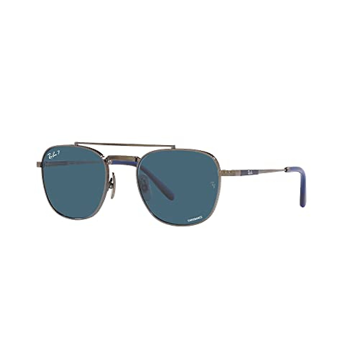 Ray-Ban RB8258 Frank II Titanium Pilot Sunglasses, Gunmetal/Polarized Blue, 54 mm
