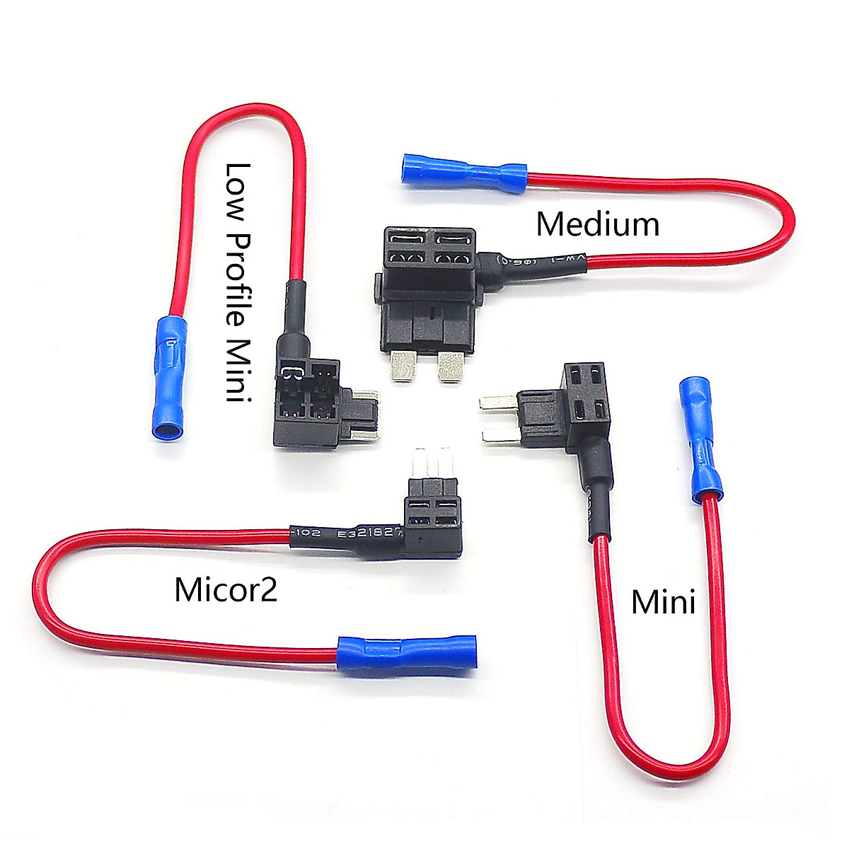 4 Types Add-a-Circuit Fuse Tap Adapter with Standard & Mini & Low Profile Mini & Micro2 Blade Fuse Holder for Cars Trucks Boats (8 Pack)