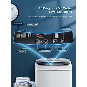 Portable Washing Machine 1.5 Cu.Ft, FOHERE 11lbs Compact Washer with Spinner Combo, 8 Programs, Includes Quick Connect Sink Adapter and Drain Hose, for Apartments, RVs, Dorms