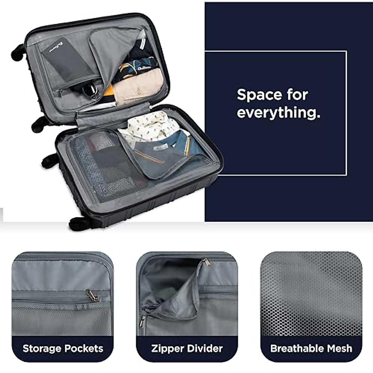 Ben Sherman Nottingham Lightweight Hardside 4-Wheel Spinner Travel Luggage, Naval, 28-Inch Checked