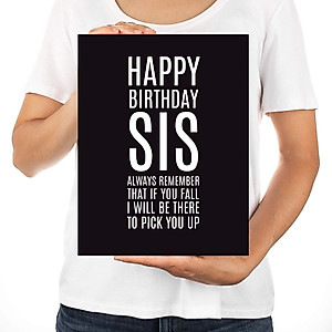 Andaz Press Funny Jumbo Birthday Card With Envelope 8.5 x 11 inch, Greeting Card, Happy Birthday Sis Always Remember That If You Fall I Will Be There To Pick You Up, As Soon As I Finish Laughing