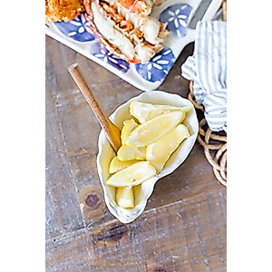 Mud Pie Oyster Shaped DIP Set, 6 1/2" x 4 1/4" | Spoon 5 1/2", White