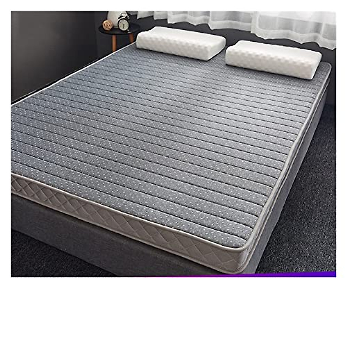 QQCC Mattress Topper Latex Mattress Thicken 6/ 10cm for Family Tatami King Twin Full Size Bedroom Hotel Bed Mat Dedicated (Color : Grey, Size : Thickness 6cm)